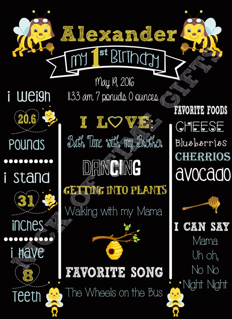 Busy Bee Birthday Sign, Chalkboard Sign, First Birthday Chalkboard Sign ...