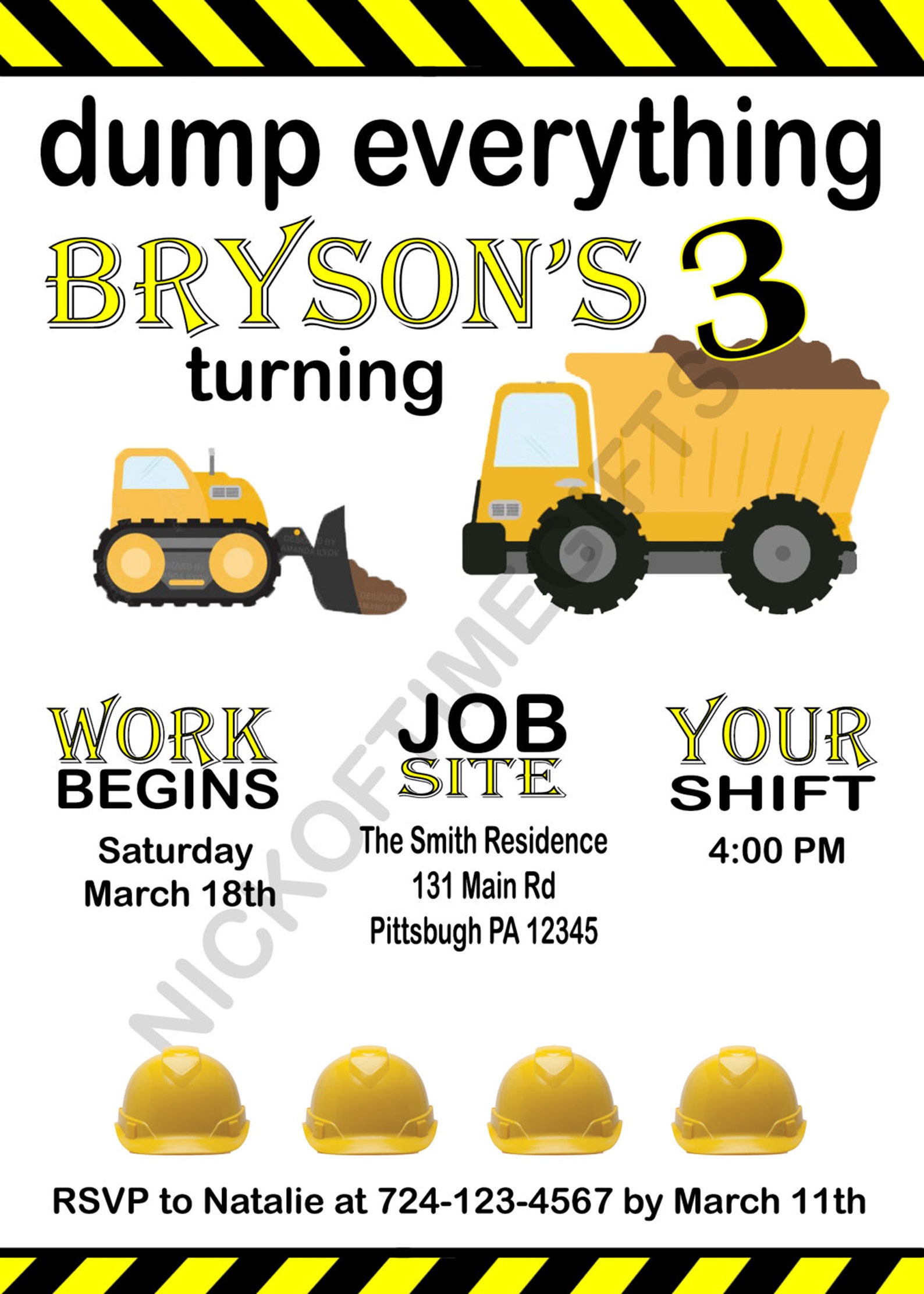 Construction Theme Birthday Invitation, 3rd Birthday, Construction ...