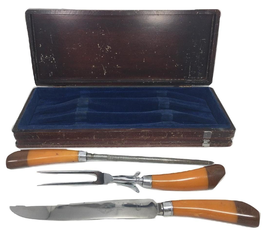 Royal Brand Cutlery Company Vintage Butterscotch Handles 3 Piece Set W ...