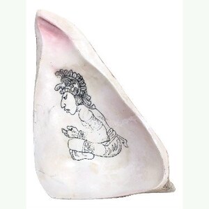 Sea Shell Etched Aztec Warrior Conch Art Home Decor Decorative Souvenir ...