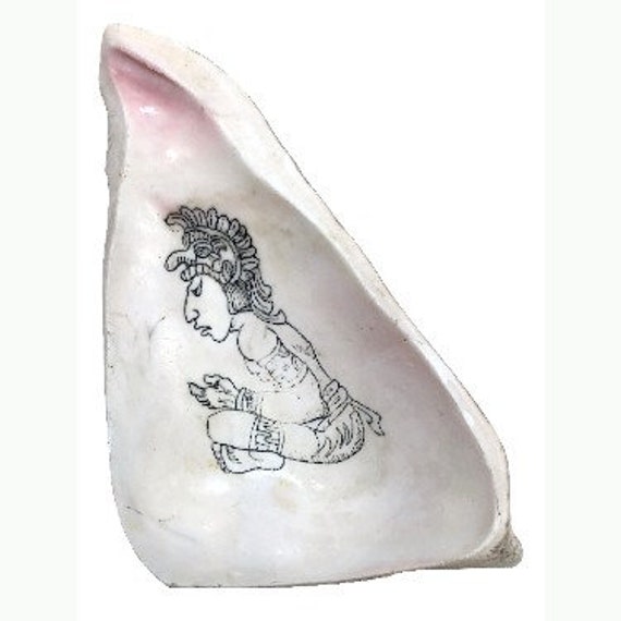 Sea Shell Etched Aztec Warrior Conch Art Home Decor Decorative - Etsy