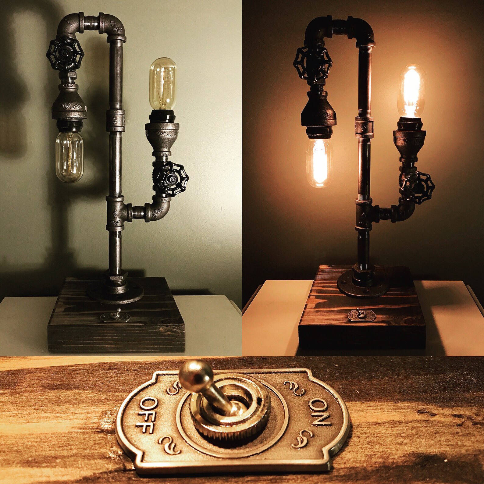 Custom Finishes/steampunk Edison Lamp/antique Toggle Switch/steampunk ...