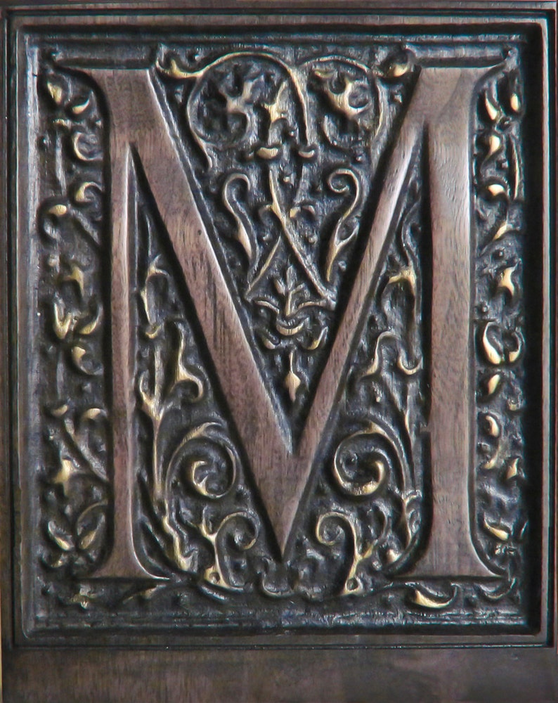 Intricately Carved Wood Monogram Letter in Walnut Using CNC. Choose Any ...