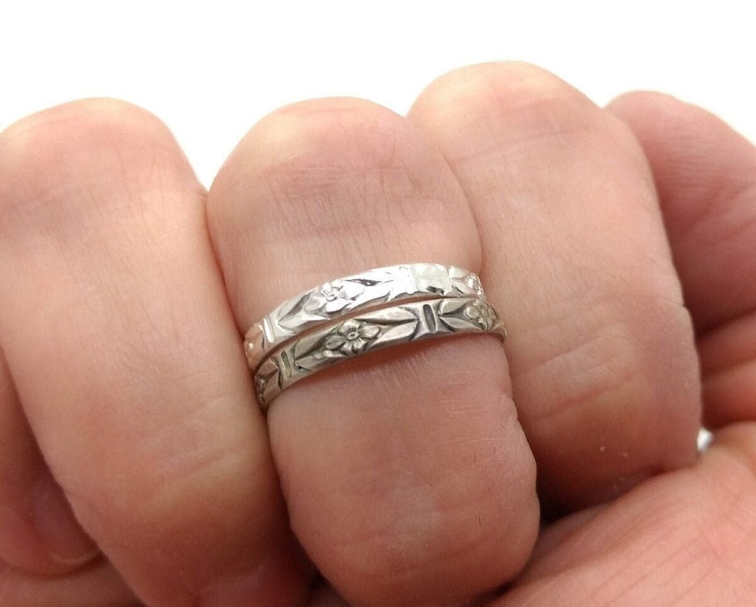 Flower Pattern Solid Sterling Silver Ring, Handcrafted Artisan ...