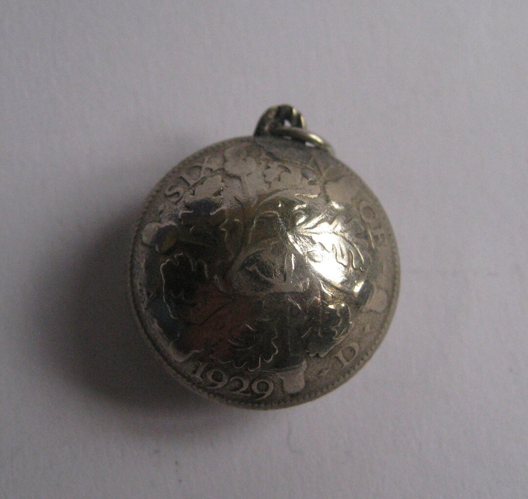 Vintage British Lucky Silver Sixpence Domed Coin Pendant / Keepsake ...