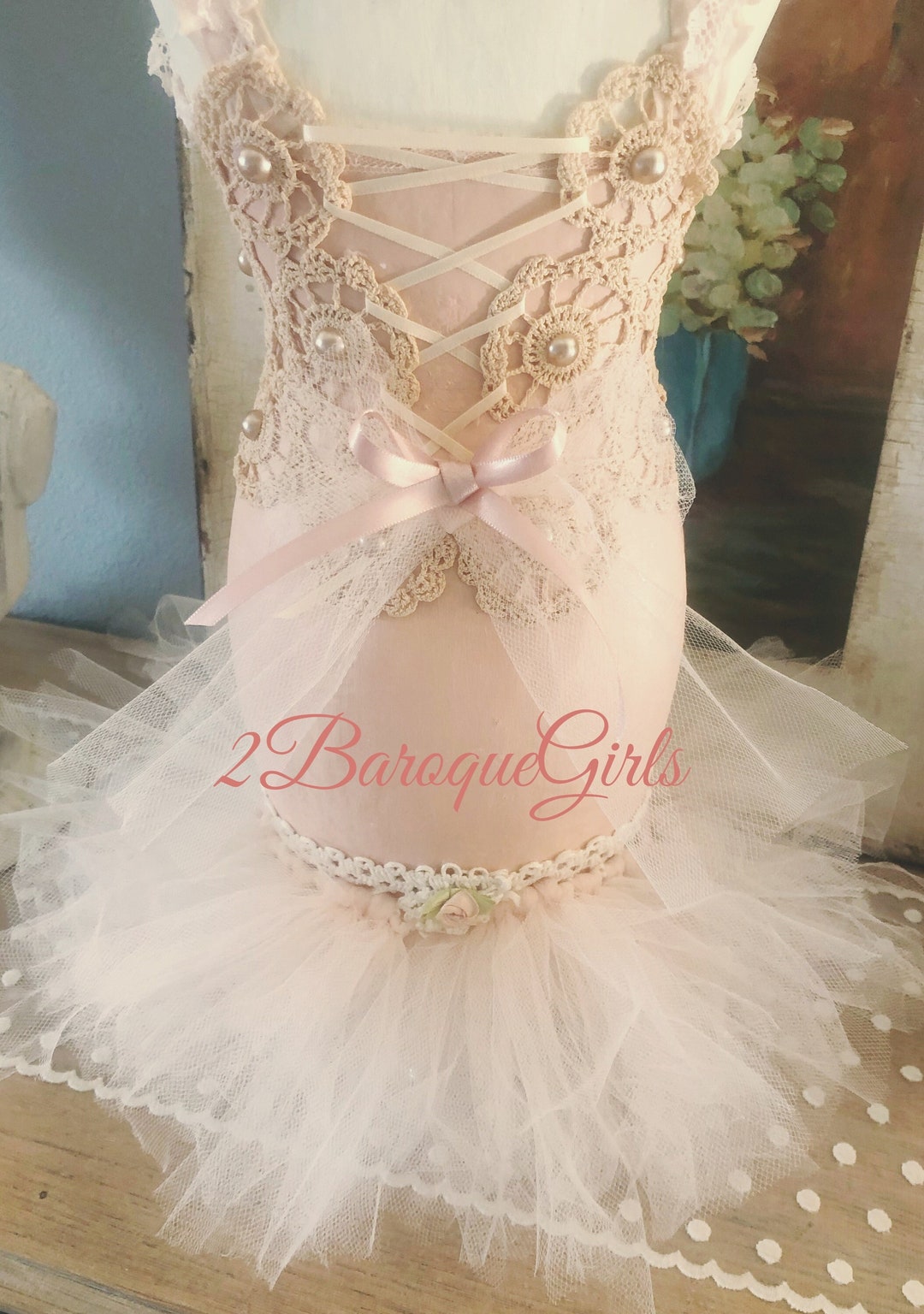 Blush Pink Decorated Dress Form Mannequin, Tabletop Dress Form, Half ...