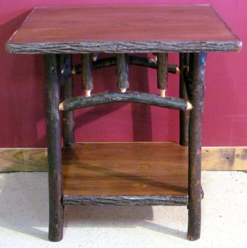 HICKORY LOG Side TABLE Square Old Fashioned Hickory Side | Etsy