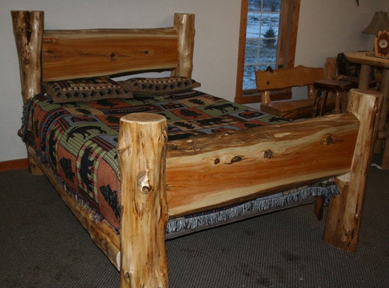 CEDAR LOG BED- Cedar Slab Bed - King Size Log Bed - Etsy