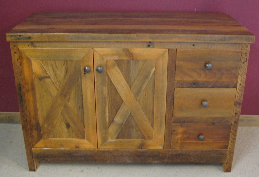 Reclaimed Barn Wood Cross Buck Style Bathroom Vanity - Etsy