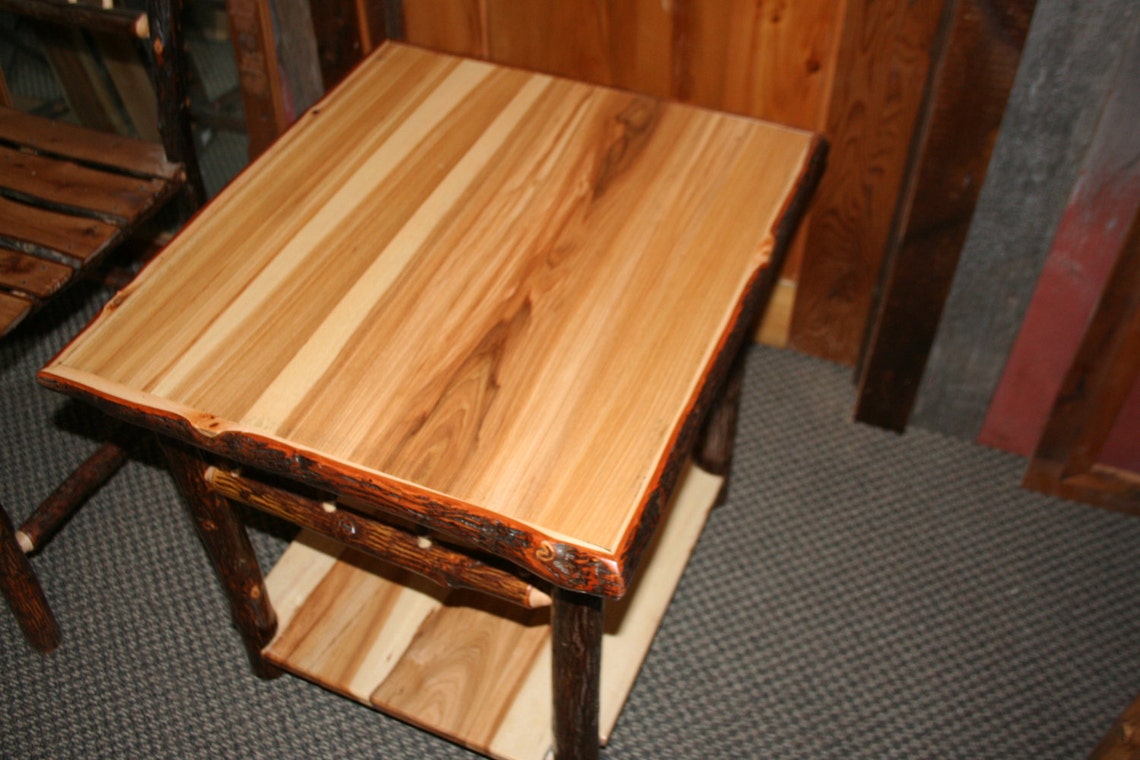 HICKORY LOG TABLE Old Fashioned Hickory Side Table - Etsy