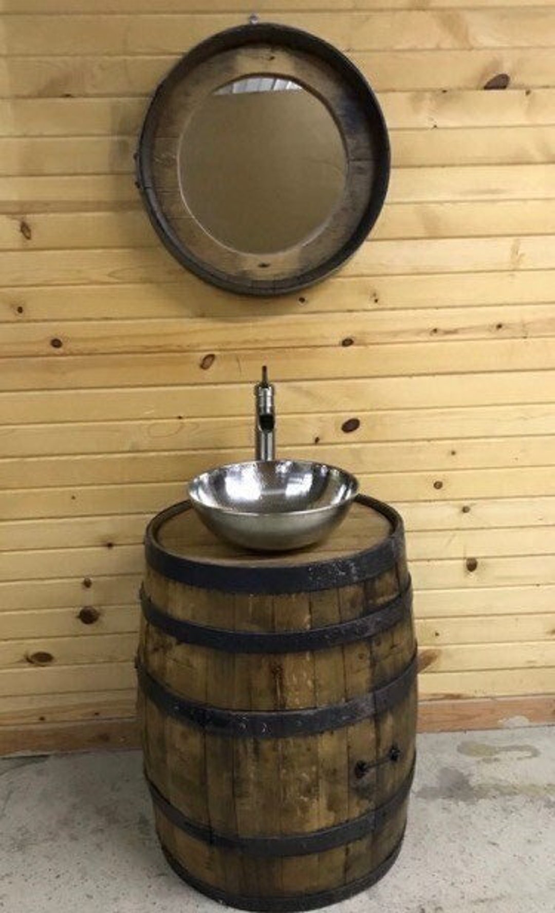 Wine Barrel Vanity Dark Brown With Sink and Faucet - Etsy