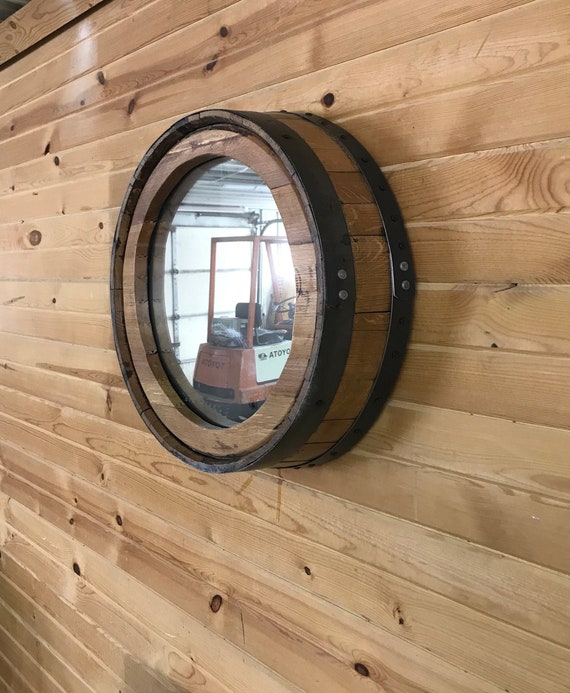 Whiskey Barrel Round Mirror | Etsy