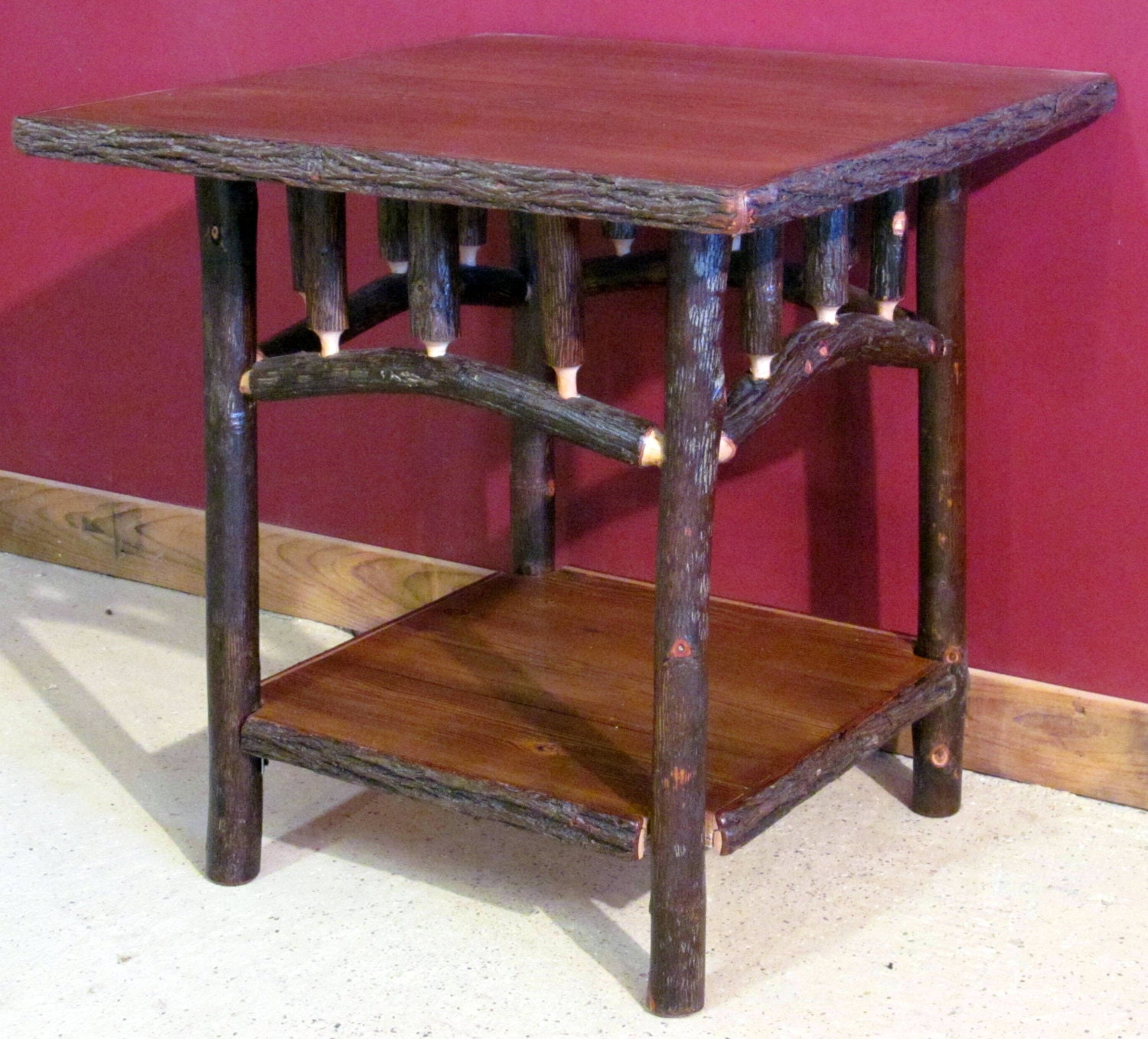 HICKORY LOG Side TABLE Square- Old Fashioned Hickory Side Table - Etsy UK