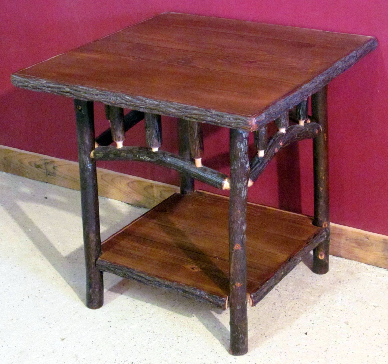 HICKORY LOG Side TABLE Square Old Fashioned Hickory Side - Etsy UK