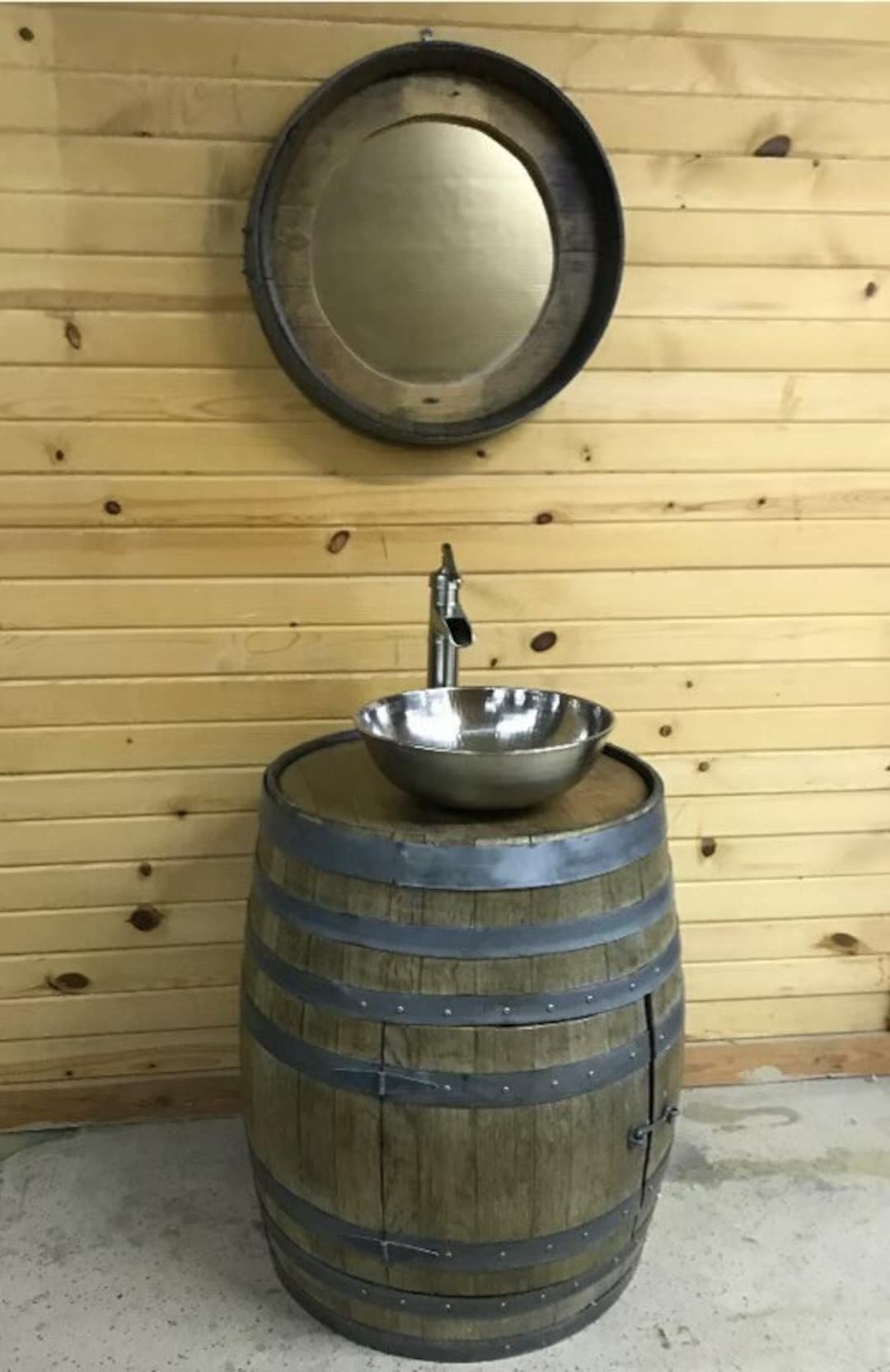 Wine Barrel Vanity Medium Brown With Sink and Faucet - Etsy