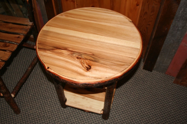 HICKORY LOG Side TABLE - Old Fashioned Hickory Side Table Round - Etsy