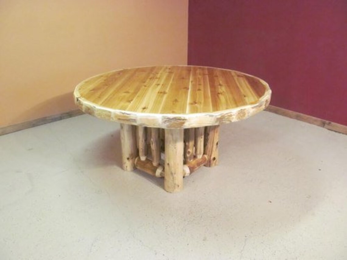 ROUND LOG Dining TABLE - Cedar Log Table - Etsy