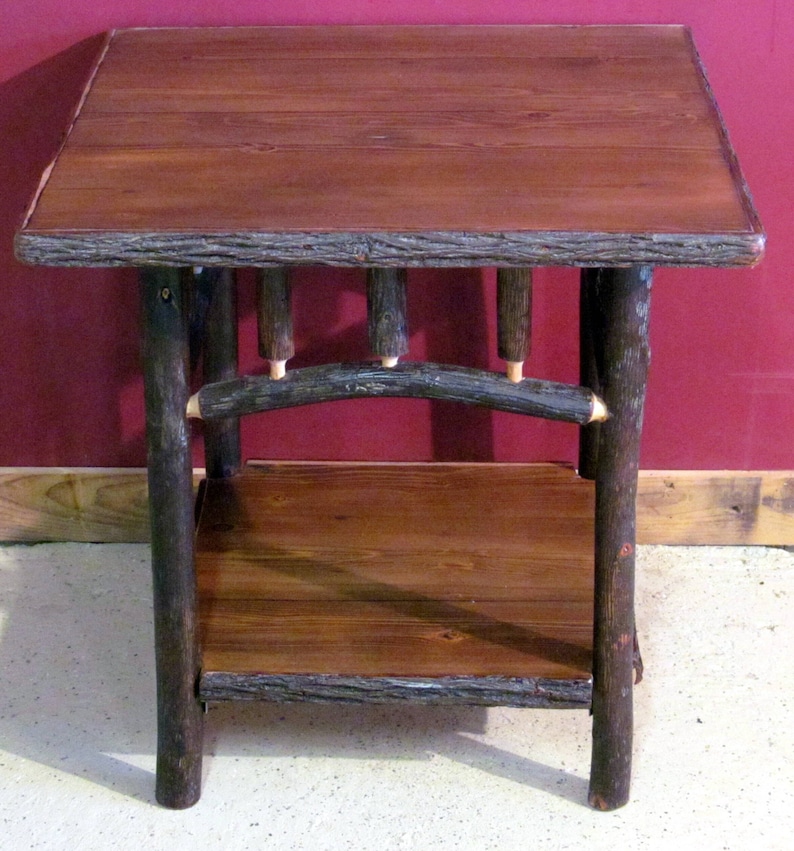 HICKORY LOG Side TABLE Square Old Fashioned Hickory Side - Etsy UK