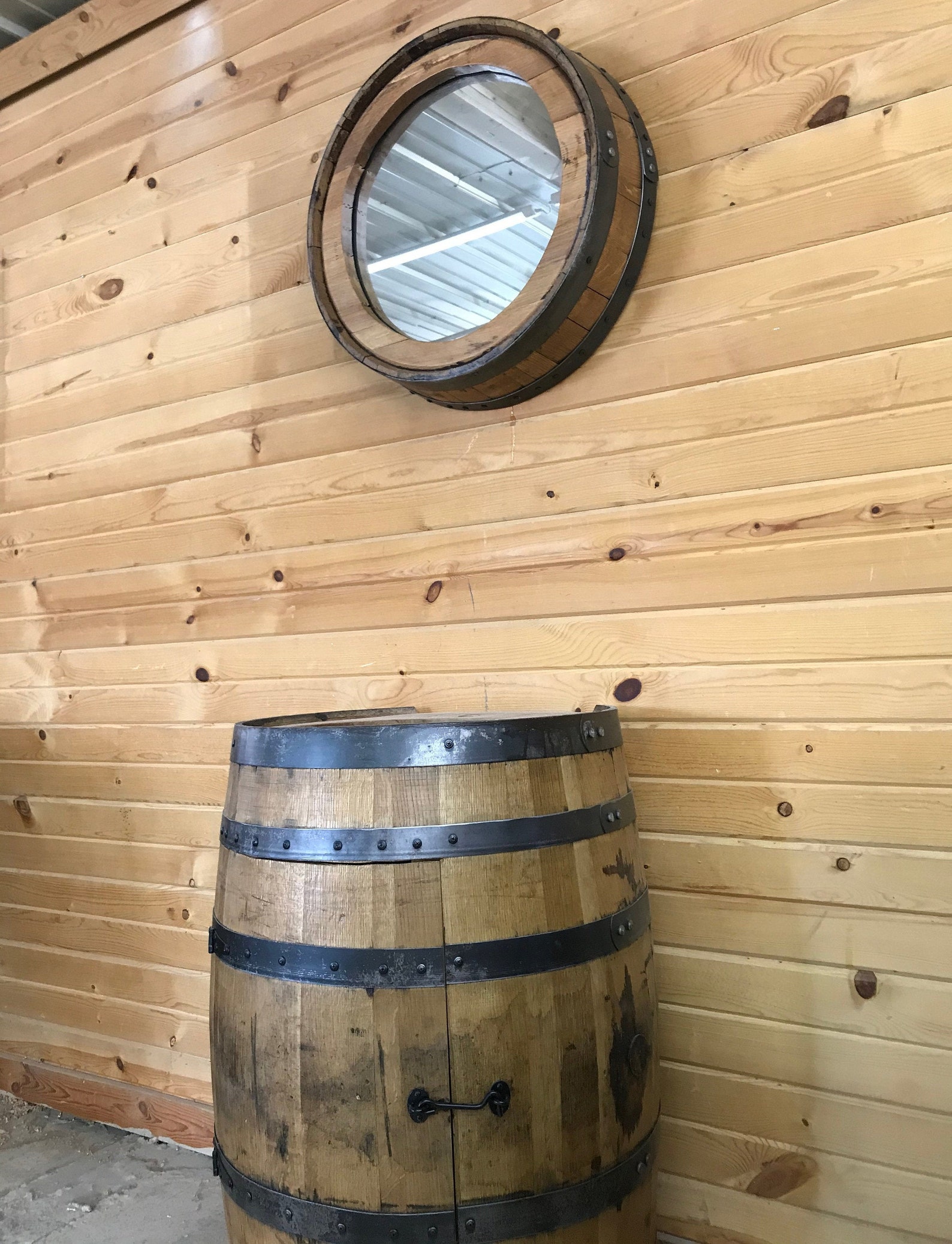 Whiskey Barrel Round Mirror | Etsy