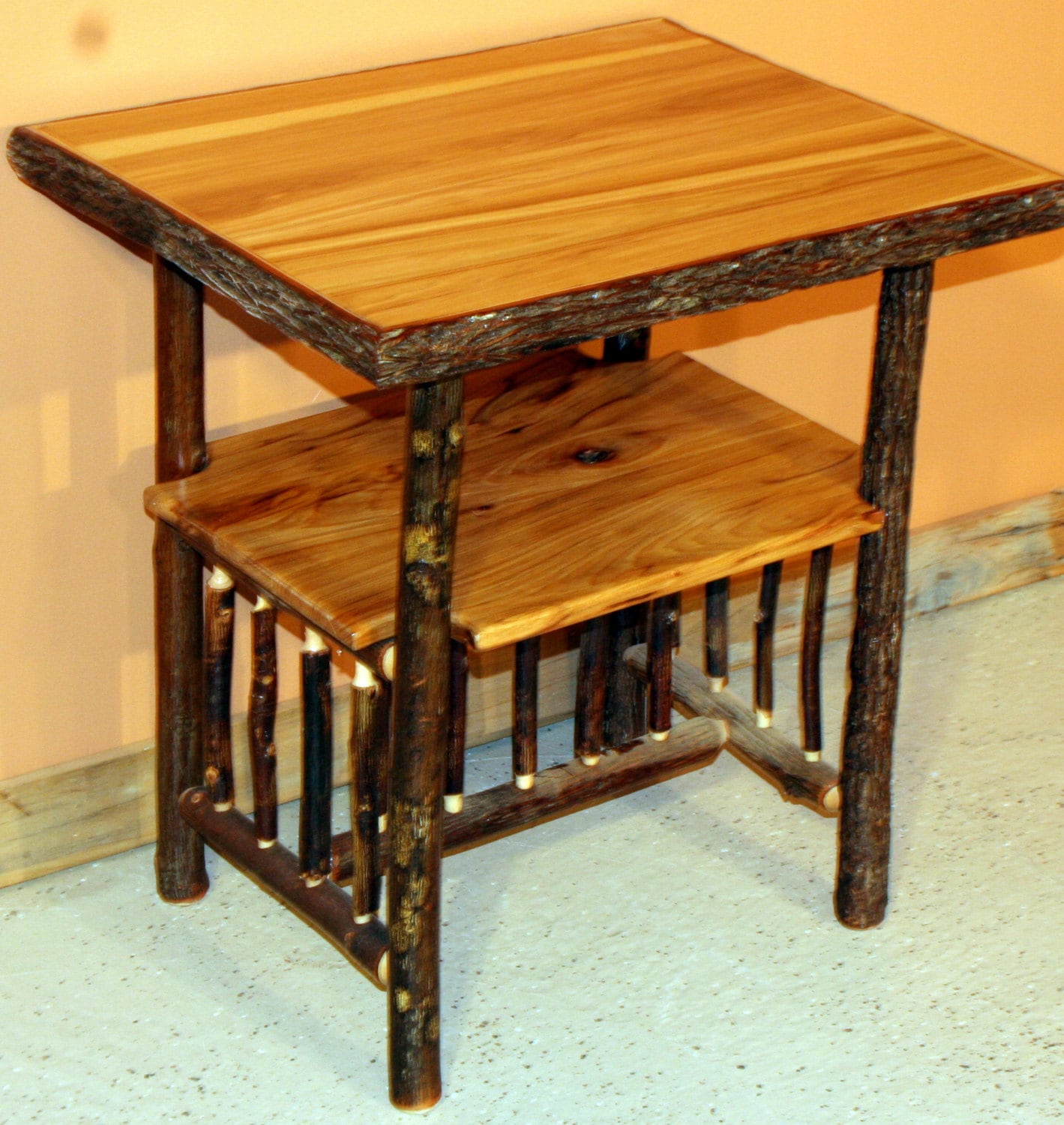 HICKORY LOG TABLE - Old Fashioned Hickory Side Table - Etsy