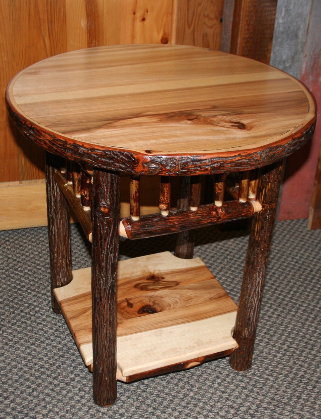 HICKORY LOG Side TABLE - Old Fashioned Hickory Side Table Round - Etsy