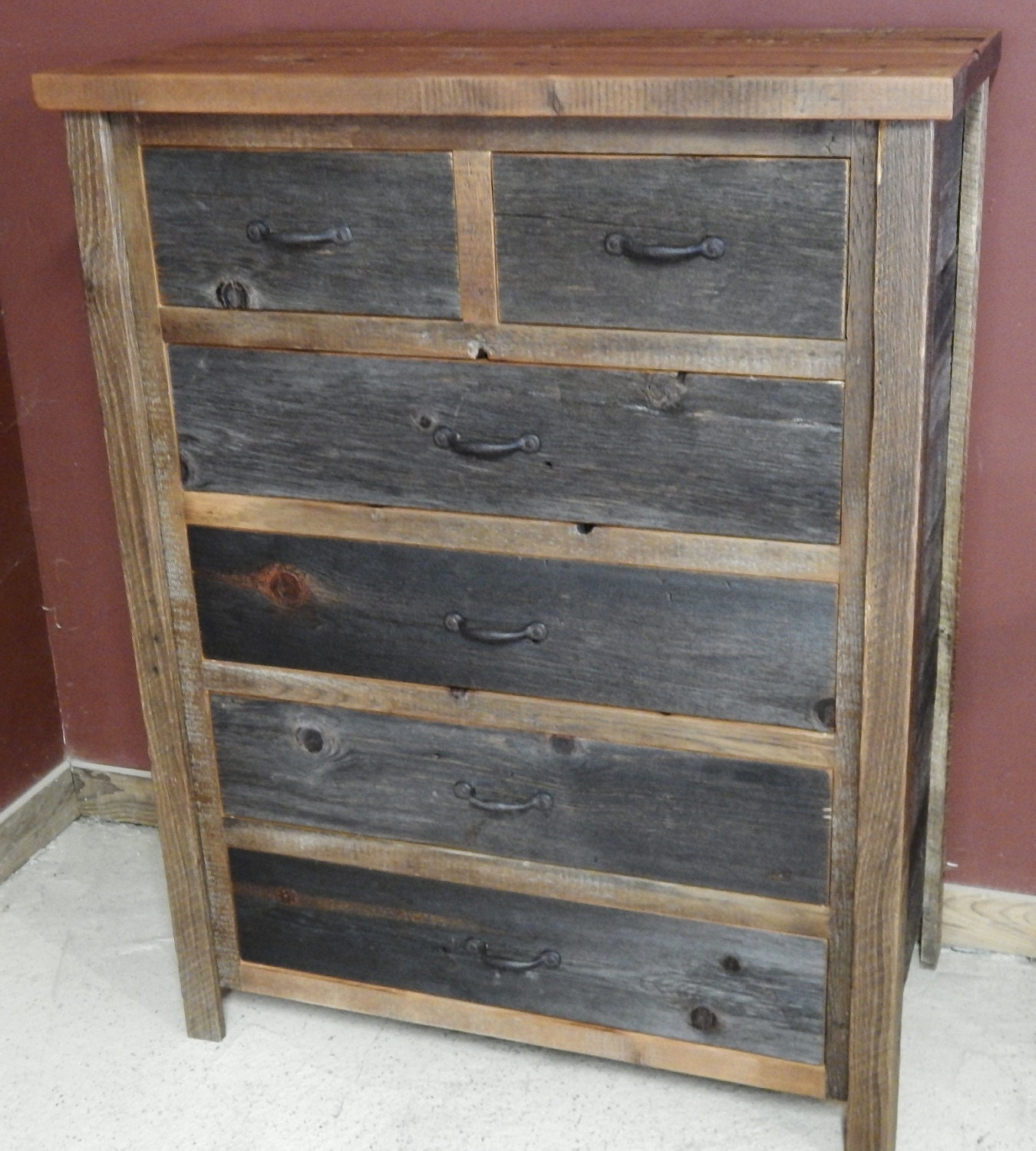 Reclaimed Barn Wood Six Drawer Dresser Chest - Etsy