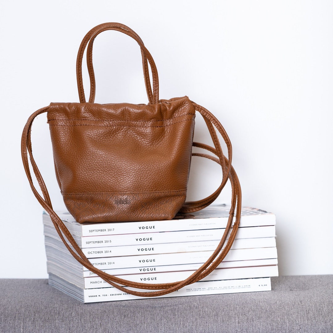 Leder Eimer Mini Tasche in Braun, Mini Leder Umhängetasche, Bucket Bag ...