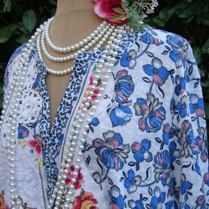 FLORAL LACE EMBROIDERED X Jacket Reworked Vintage Tablecloth Cotton ...