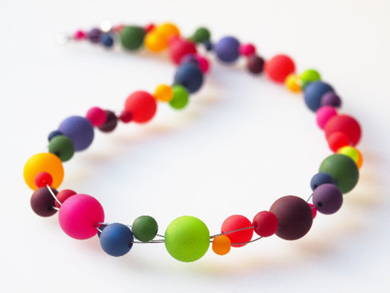 Rainbow Necklace Long Version Long Necklace Colorful Necklace | Etsy