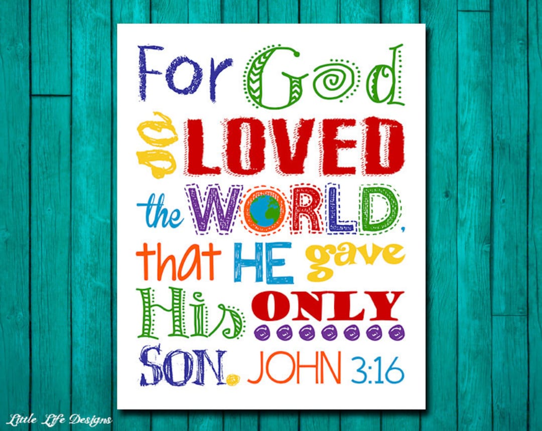 For God so Loved the World. John 3:16. Church Wall Art. Sunday School ...
