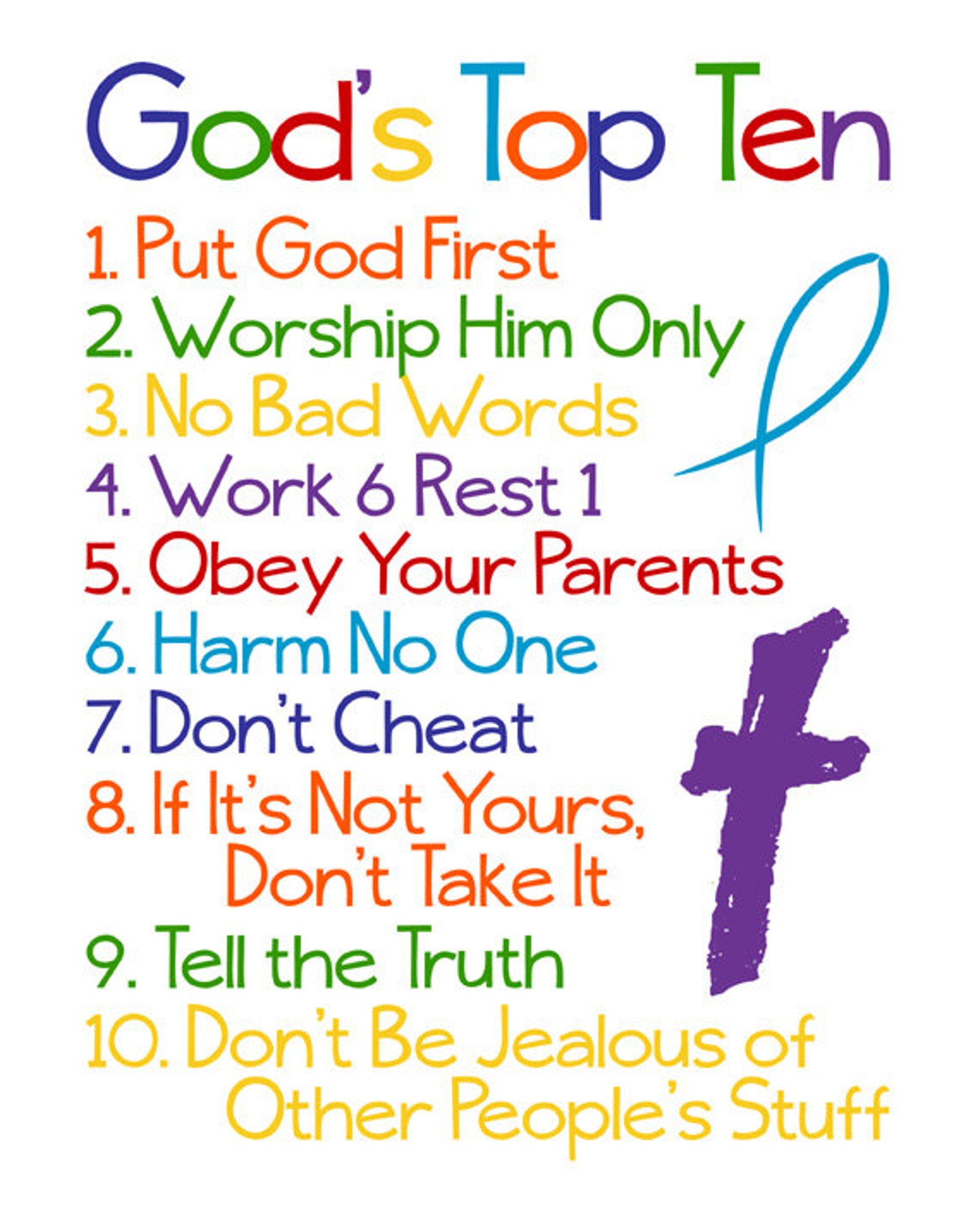Christian Wall Art Ten Commandments Bible Verse Gods Etsy