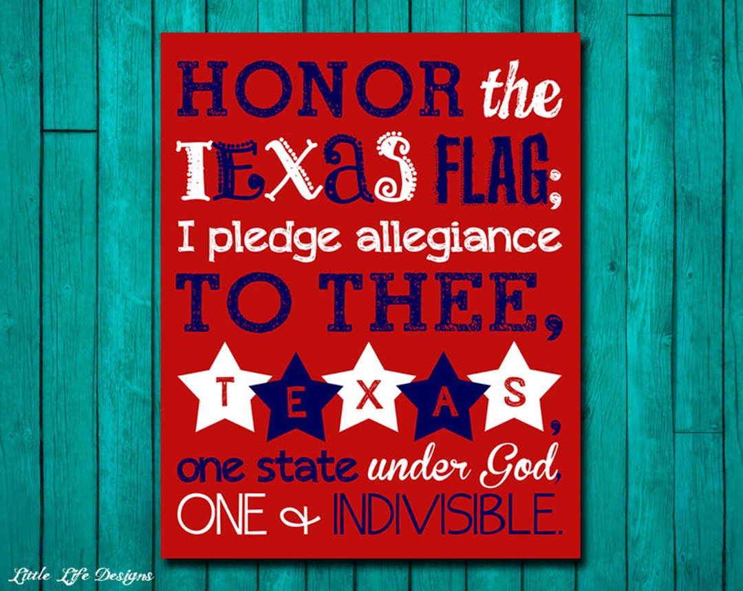 Texas Pledge to the Flag. Pledge of Allegiance. Texas Classroom Decor ...