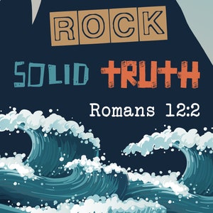 VBS Breaker Rock Beach Theme Decor Sign. VBS 2024 Decor Idea. Rock Solid Truth. Romans 12:2 ...
