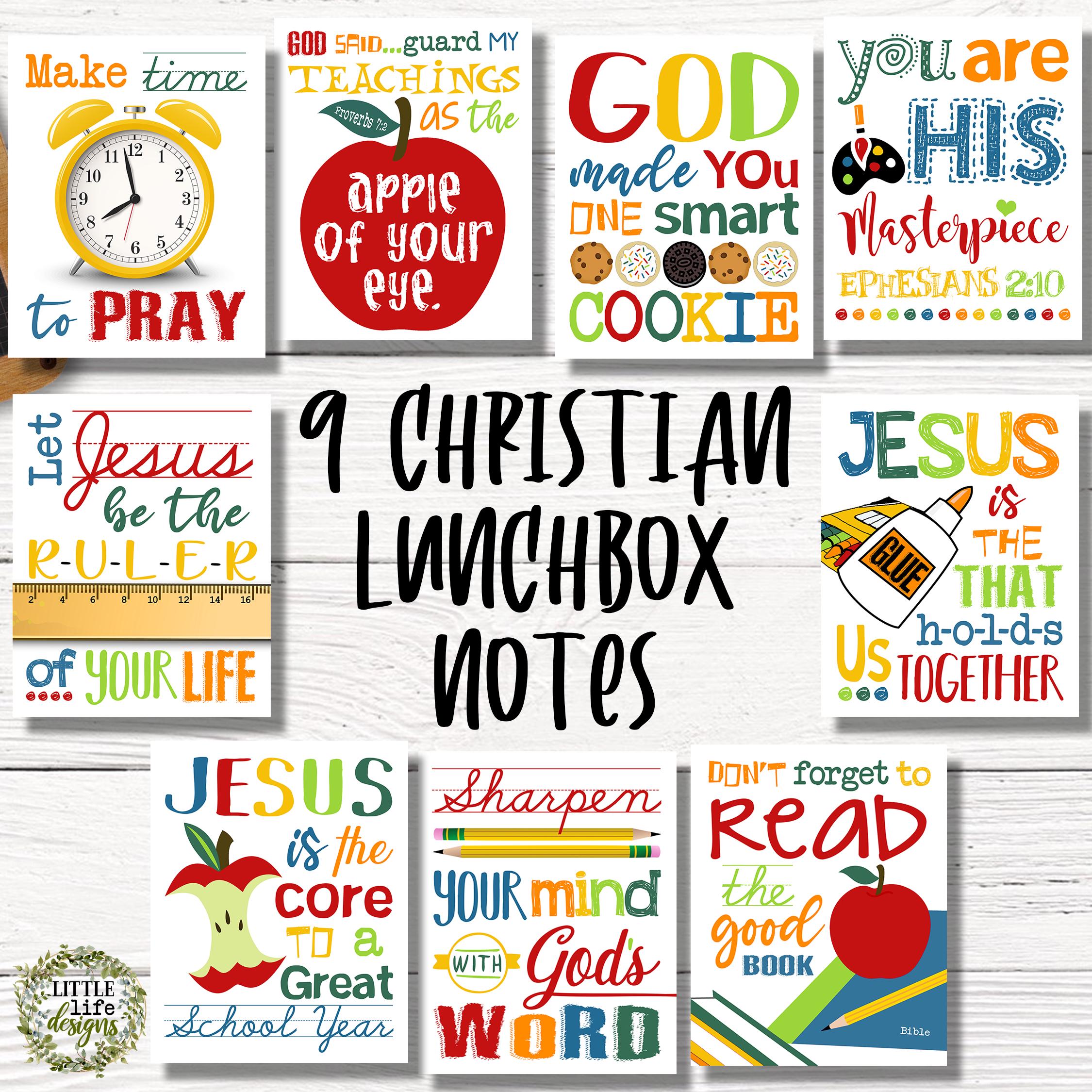 Christian Lunchbox Notes for Kids. Printable Lunch Notes. Inspirational ...