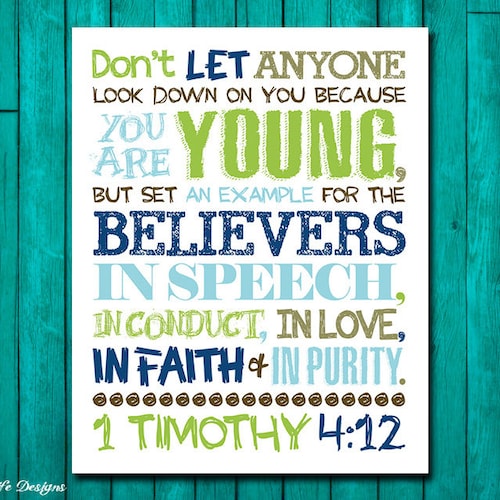 Set an Example 1 Timothy 4:12 Blue or Pink Christian Art - Etsy