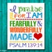 I Praise You for I Am Fearfully and Wonderfully Made Sign Psalm 139:14 ...
