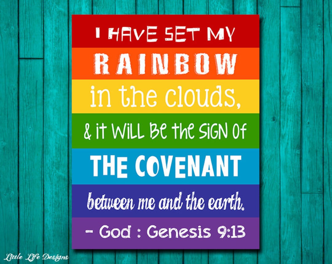 Genesis 9:13. God's Rainbow. God's Promise. Christian Wall Art. Sunday ...