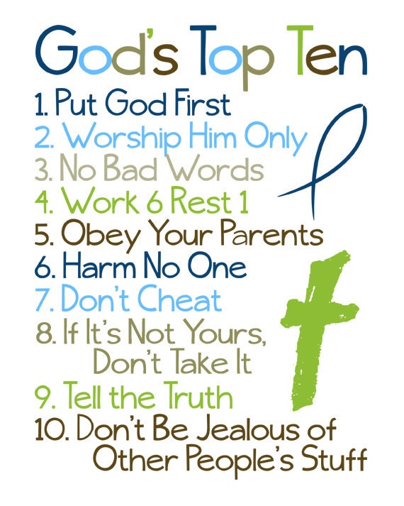 Christian Wall Art. Ten Commandments. Bible Verse. God's Top Ten for ...