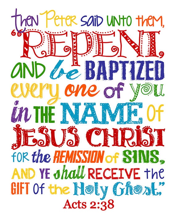 Acts 2:38. Repent and Be Baptized. Bible Verse. Christian - Etsy