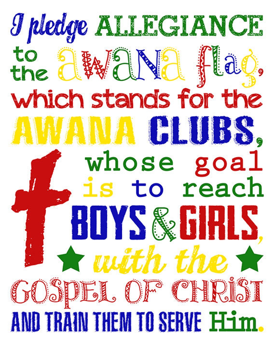 Pledge of Allegiance to the AWANA Flag. Youth Group Decor. - Etsy
