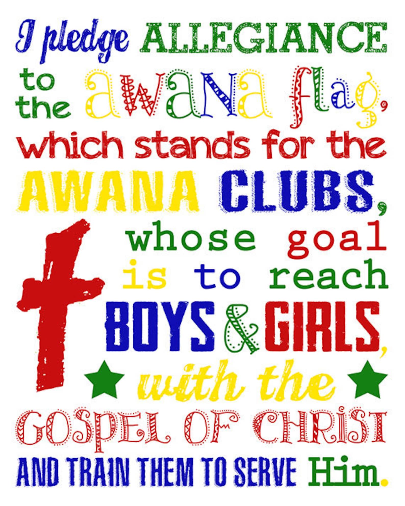 Pledge of Allegiance to the AWANA Flag. Youth Group Decor. - Etsy