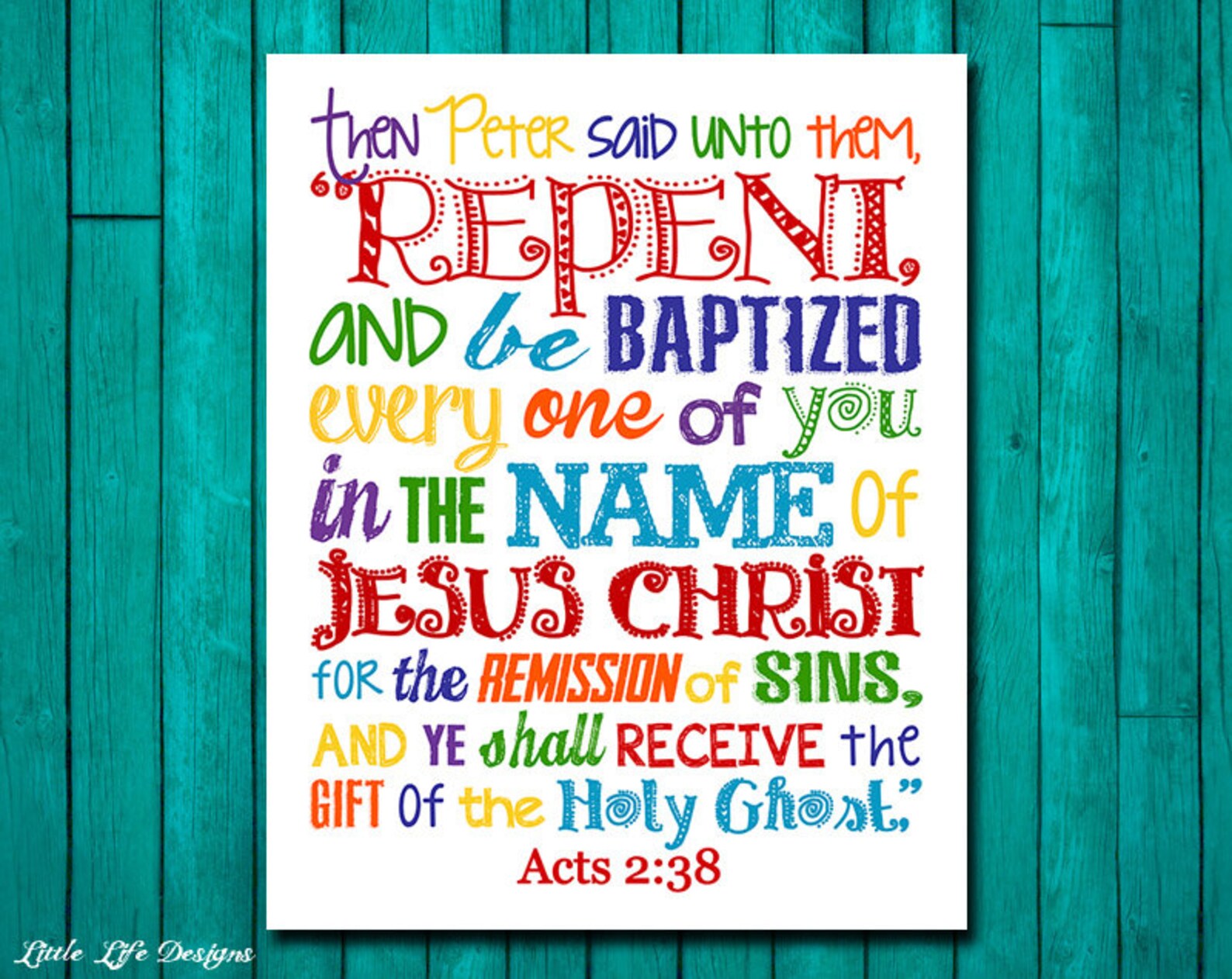 Acts 2:38. Repent and Be Baptized. Bible Verse. Christian - Etsy