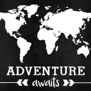 Adventure Awaits Map Sign. Travel the World. Travel Sign. | Etsy