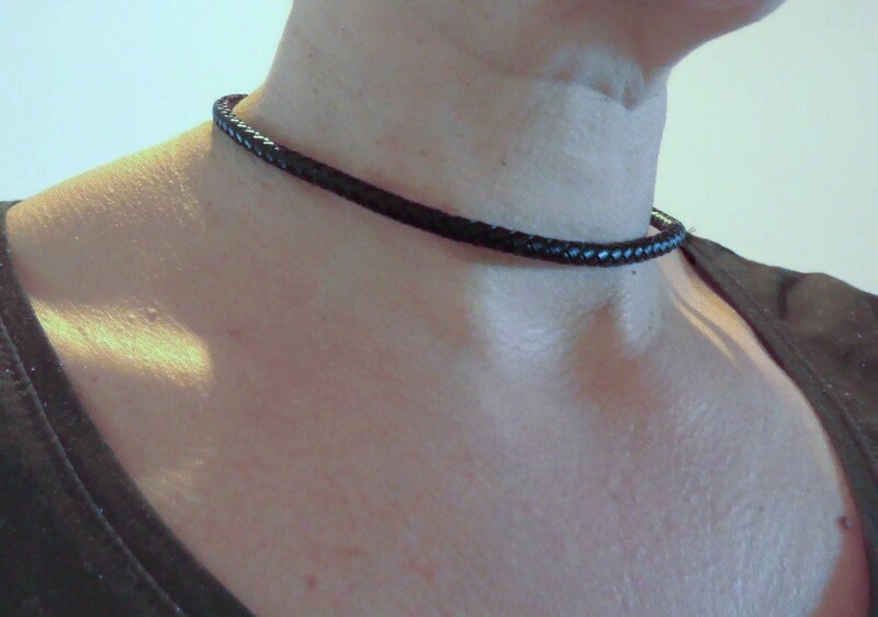 Leather Choker, Braided Cord Necklace, Handmade Necklaces, Mens Chokers ...