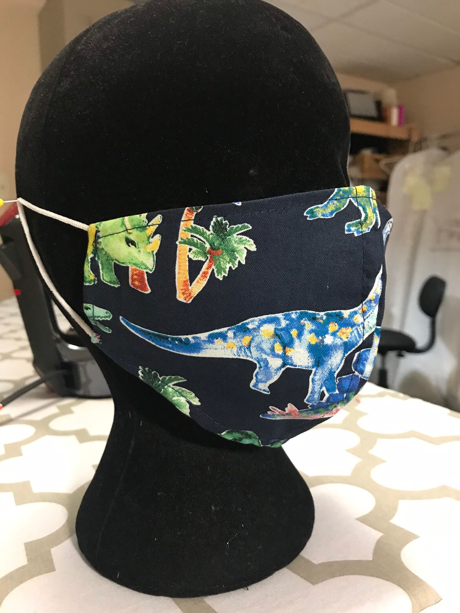 Blue Dinosaur Face Mask | Etsy