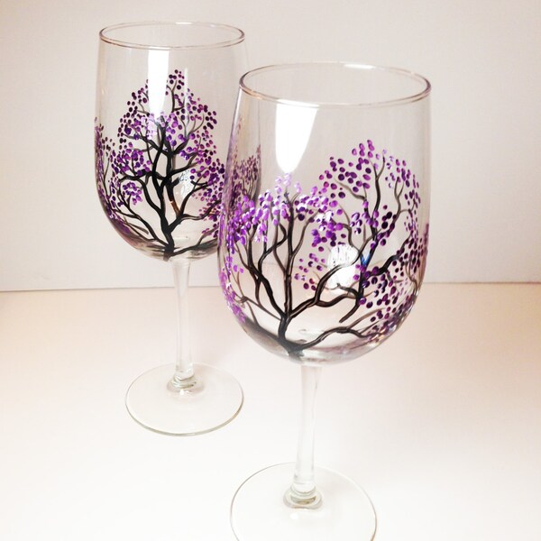 Handpainted Wine Glasses - Etsy