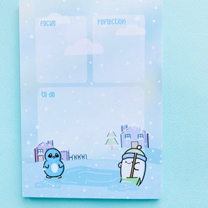 Kawaii A6 Notepad Flump Winter Pad Hand Drawn Character Kawaii Notepad ...