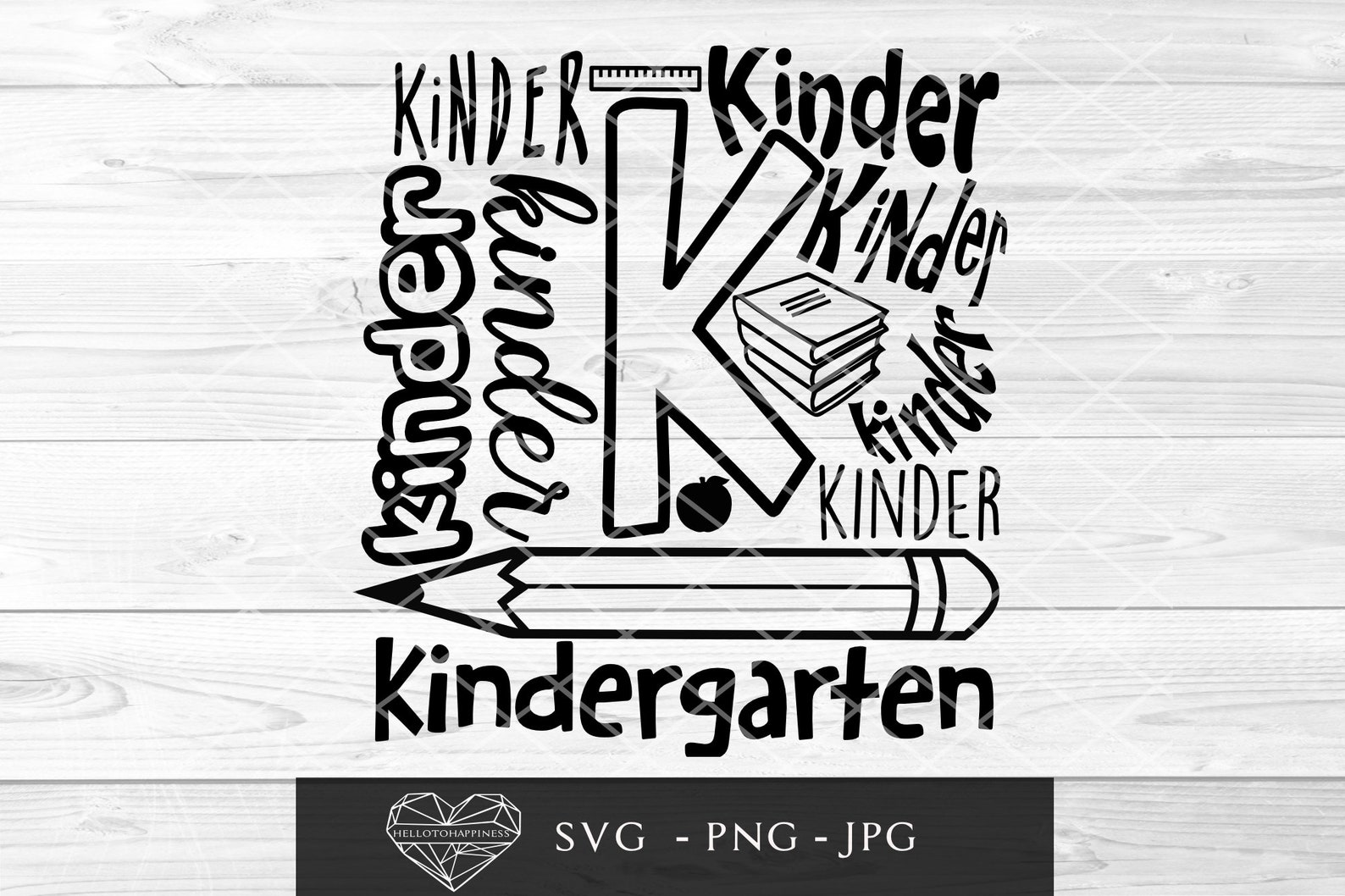 Kindergarten Word Art, SVG Cut File for Cricut, Silhouette, Clipart ...