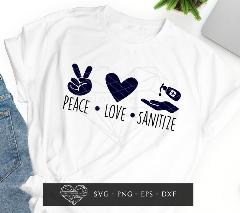 Peace Love Sanitize Funny Cheeky COVID Nursing Wash Hands Sanitizer SVG ...