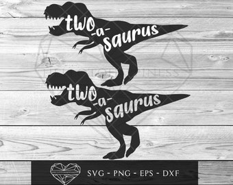 Two a Saurus Svg - Etsy